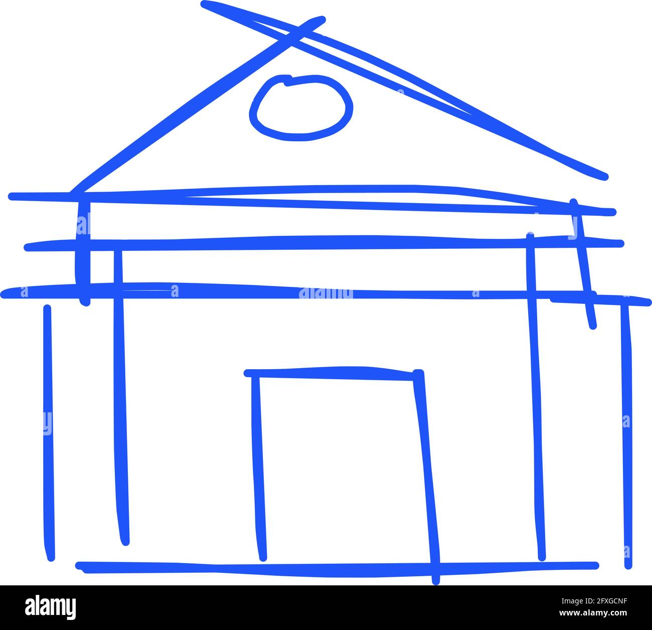 House icon of rough line art in hand drawn style, simple, blue 23 Stock ...
