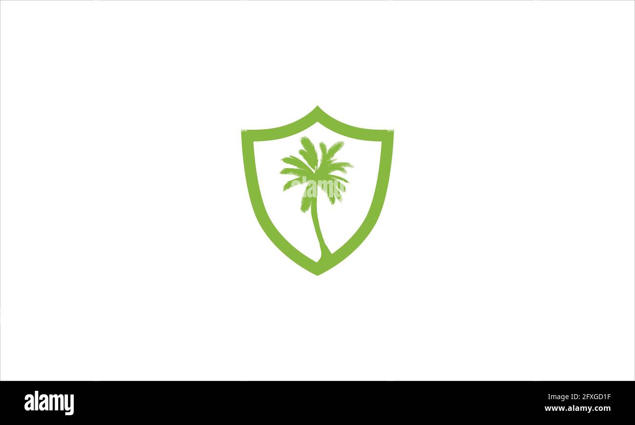 green tree Eco shield icon logo in flat design vector illustration ...