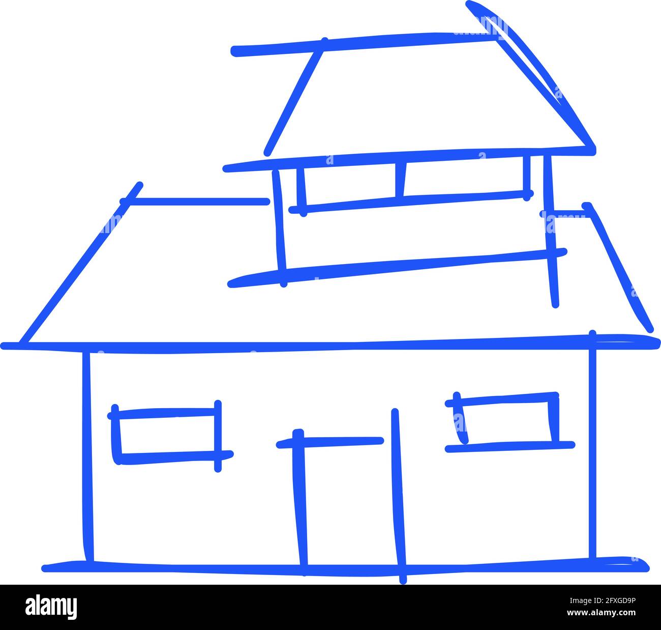 House icon of rough line art in hand drawn style, simple, blue 30 Stock ...