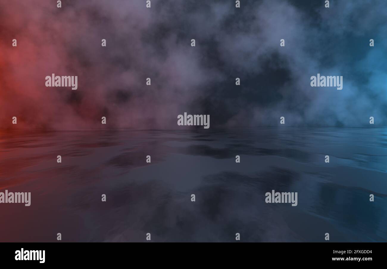 Muddy ground with fog background, 3d rendering. Computer digital ...