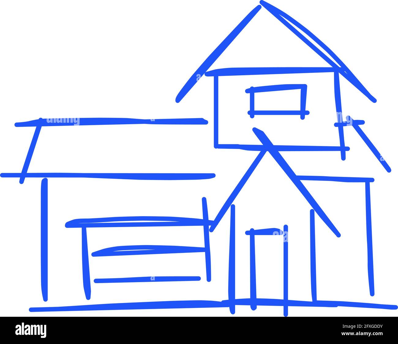House icon of rough line art in hand drawn style, simple, blue 33 Stock ...