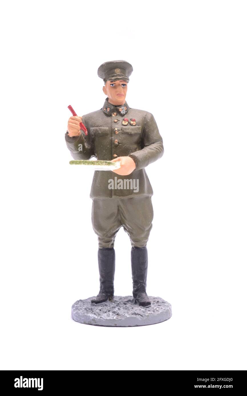 Tin Soldier battalion commissar infantry, USSR 1941 isolated on white ...