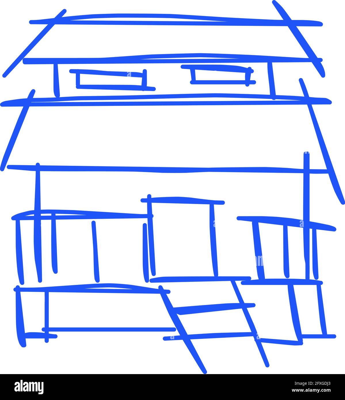 House icon of rough line art in hand drawn style, simple, blue 31 Stock ...