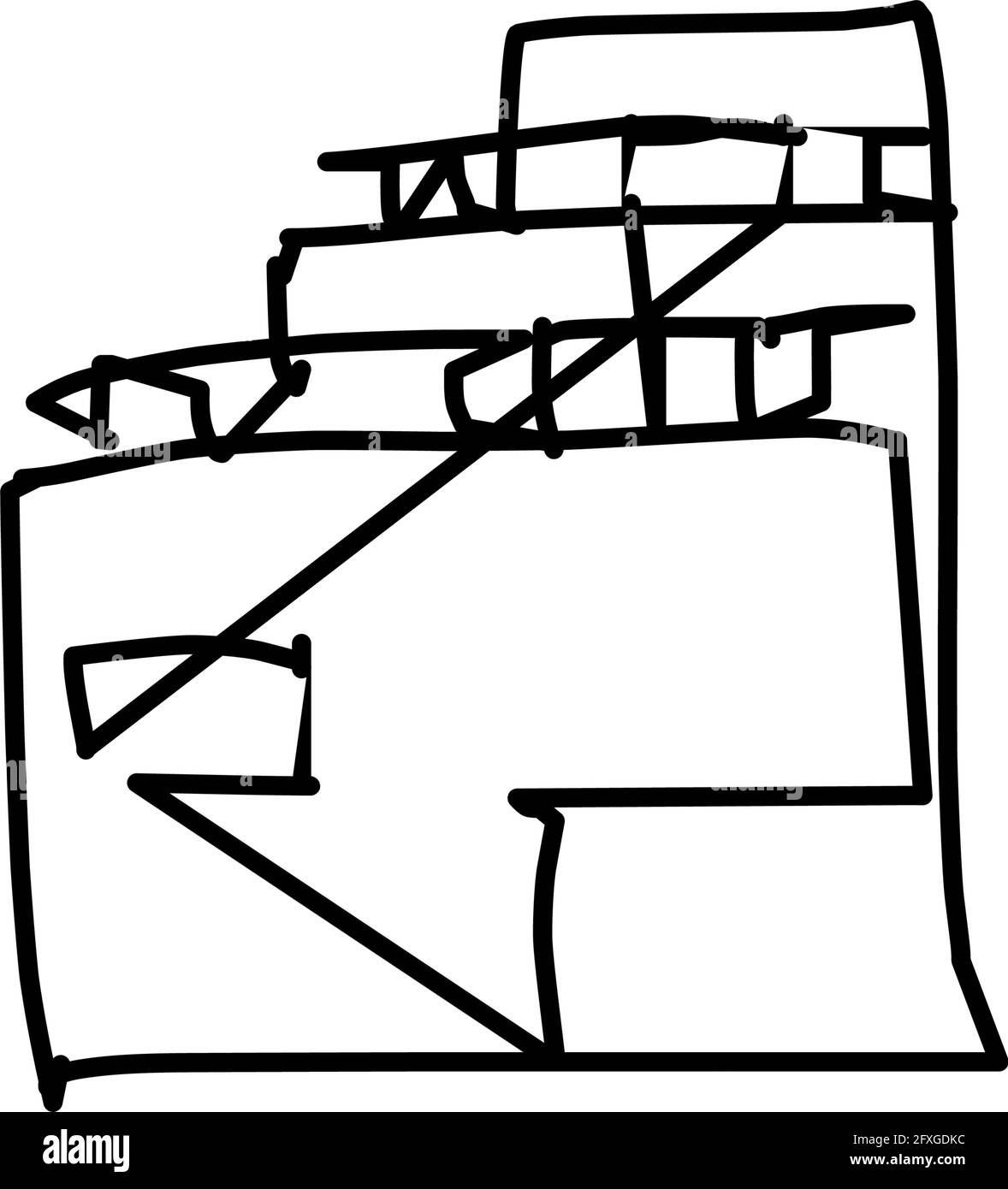 House icon of rough line art in hand drawn style, one line, black 14 ...