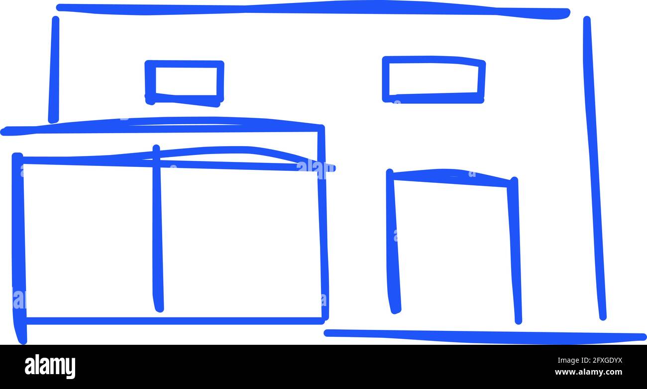 House icon of rough line art in hand drawn style, simple, blue 21 Stock ...