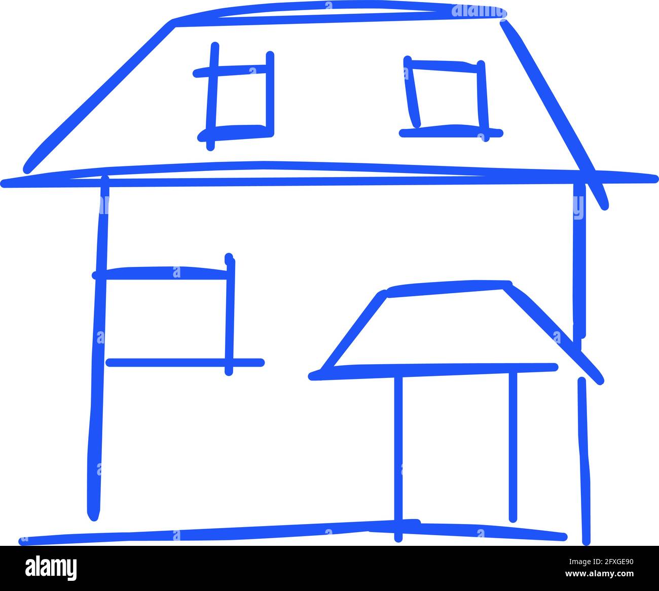 House icon of rough line art in hand drawn style, simple, blue 12 Stock ...