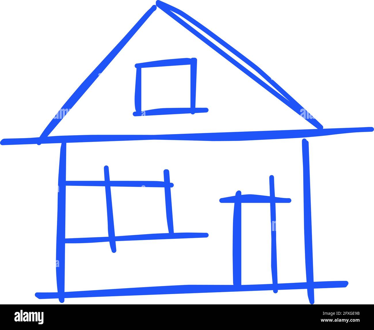 House icon of rough line art in hand drawn style, simple, blue 16 Stock ...