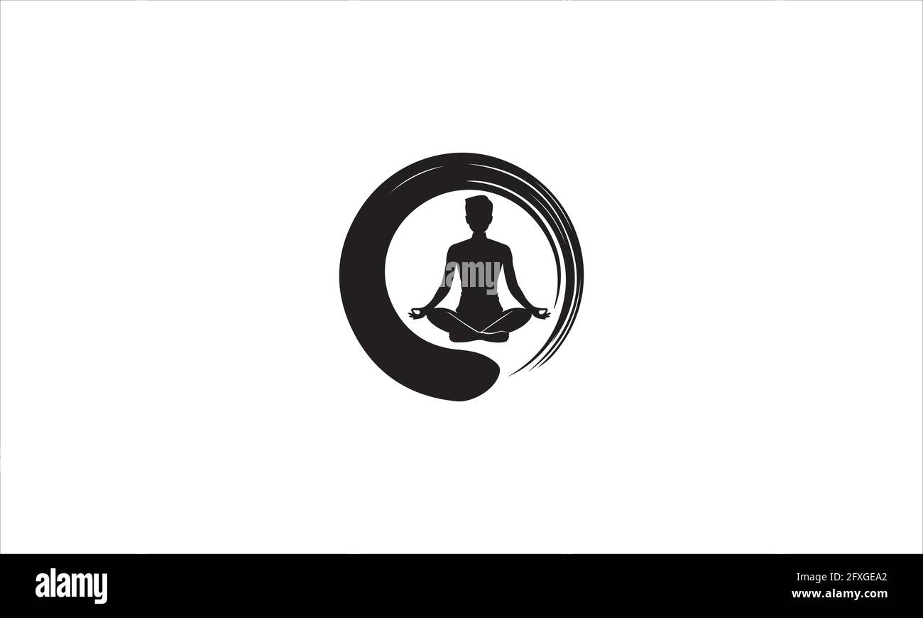 Zen symbol with yoga meditating person icon design logo illustration ...