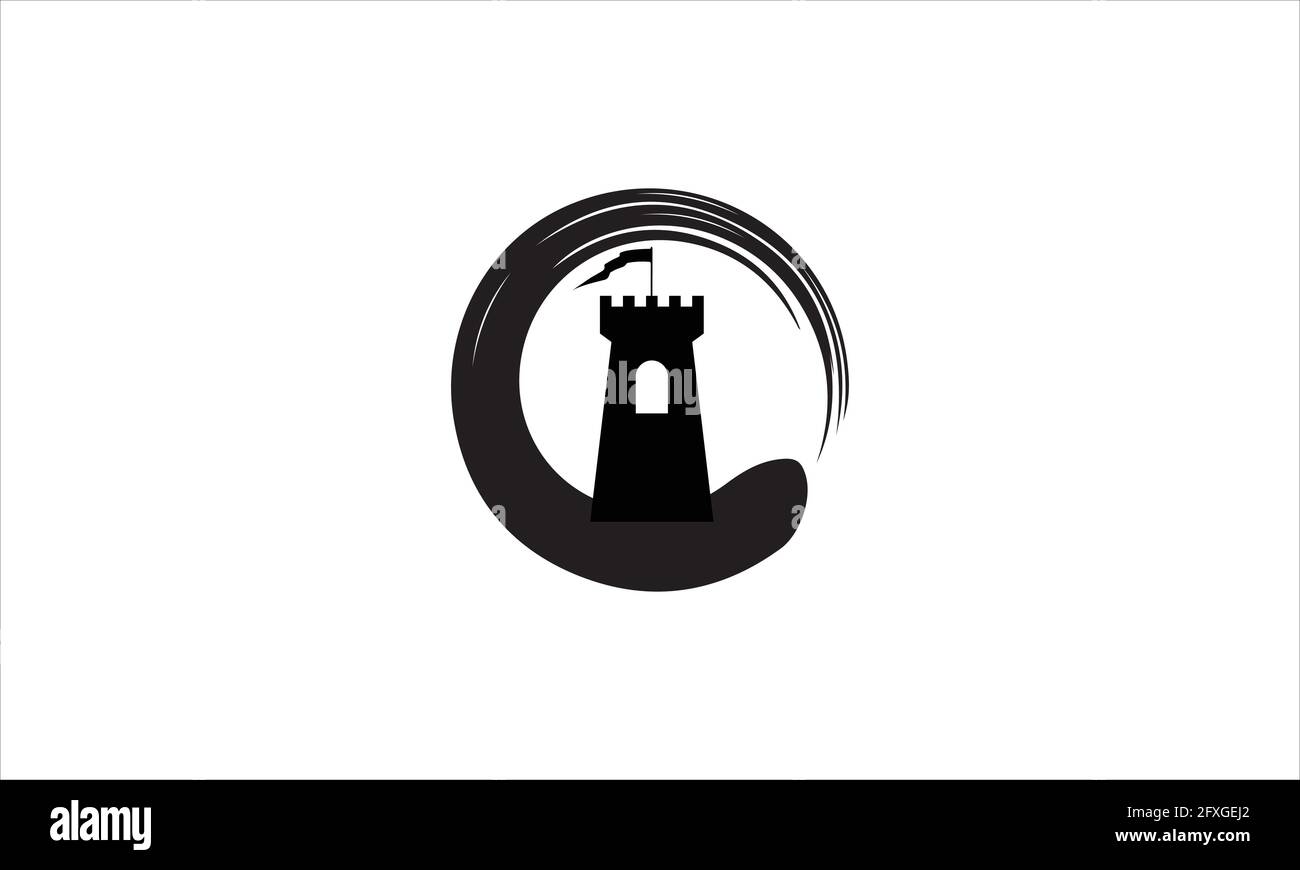 Castle tower in Zen circle icon logo design vector illustration Stock ...