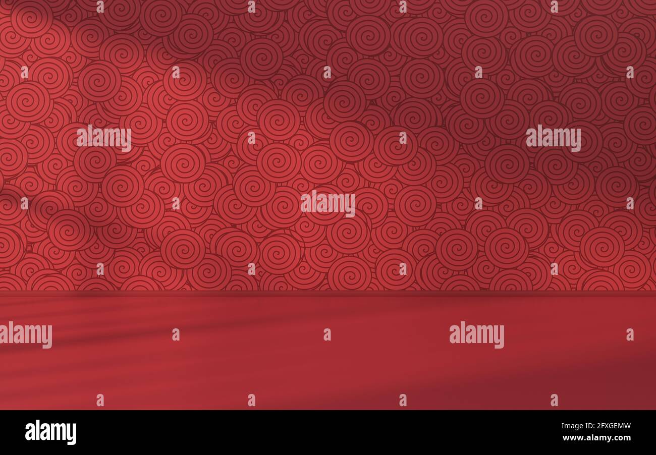 Empty room with red background, 3d rendering. Computer digital drawing ...