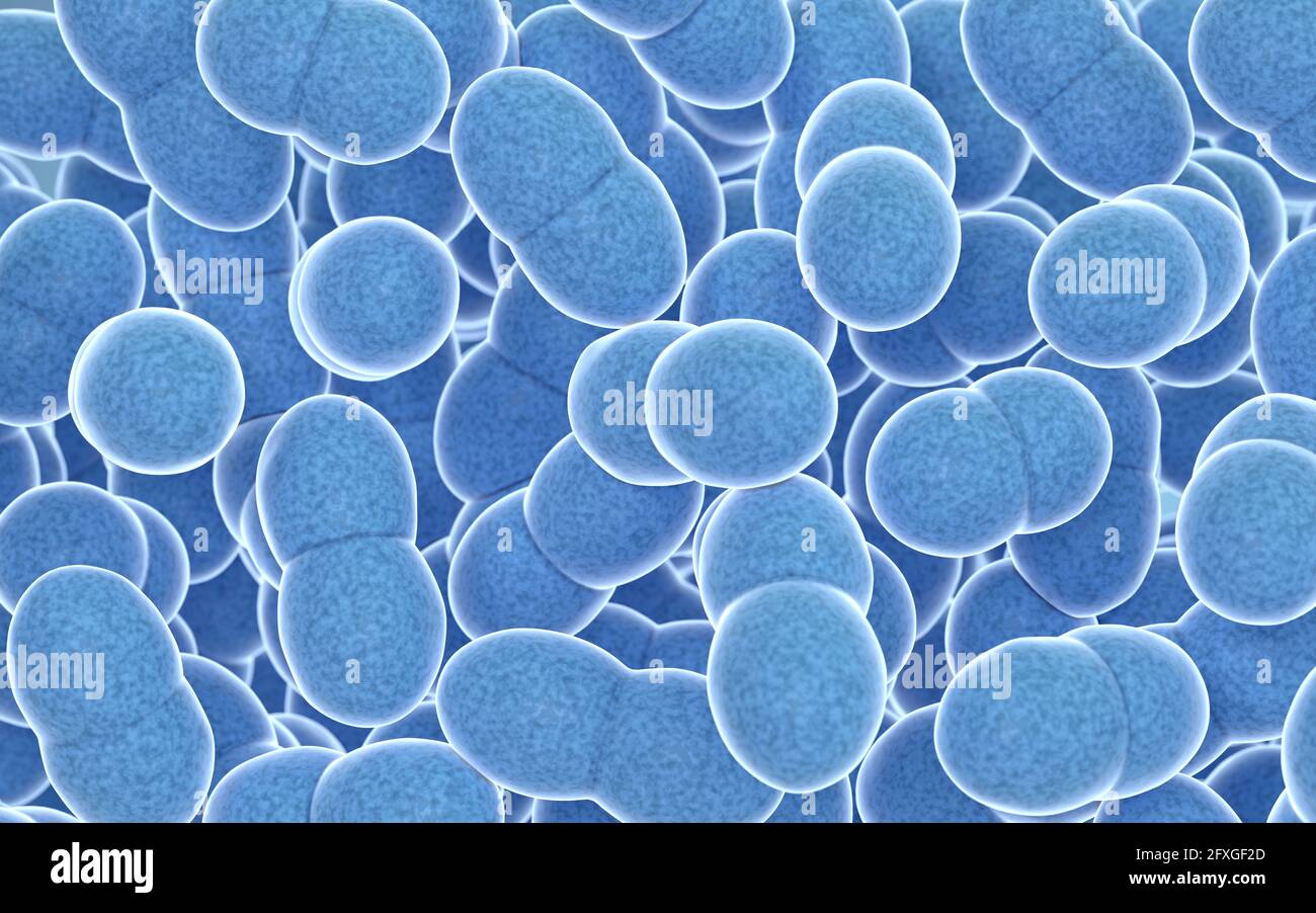 Large groups of germs with blue background, 3d rendering. Computer ...