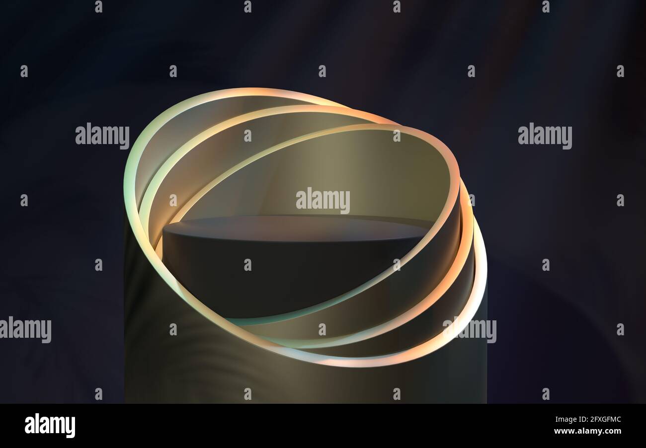 Empty stage with black background, 3d rendering. Computer digital ...