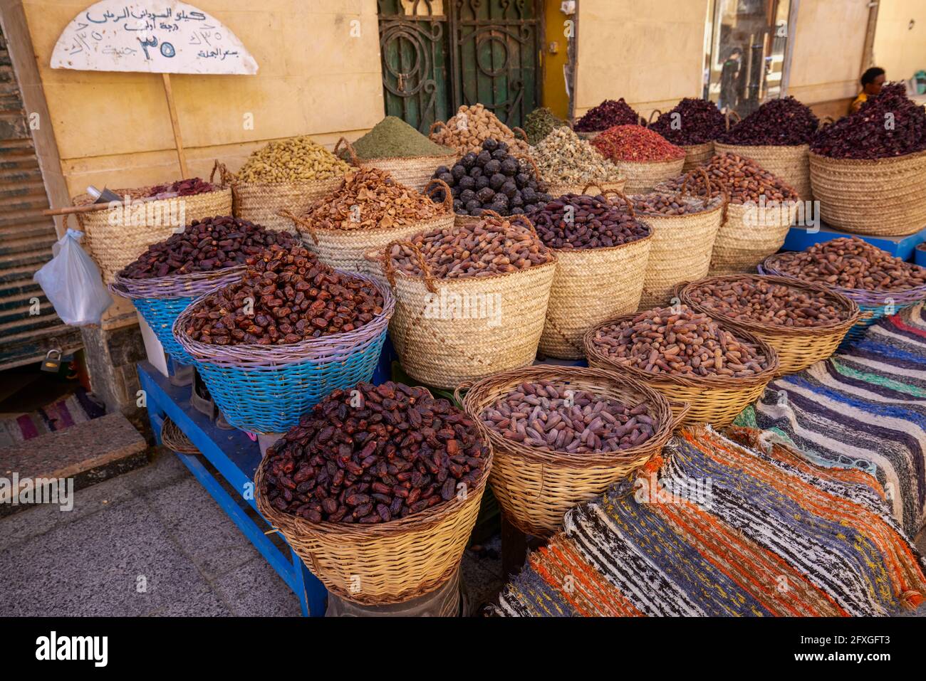 Aswan, Egypt.14 April.2021.Traditional spices bazaar with herbs and ...