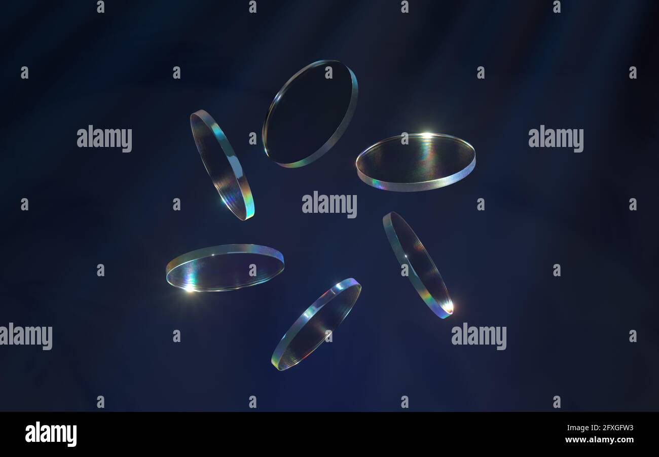 Round glass with light dispersion, 3d rendering. Computer digital ...