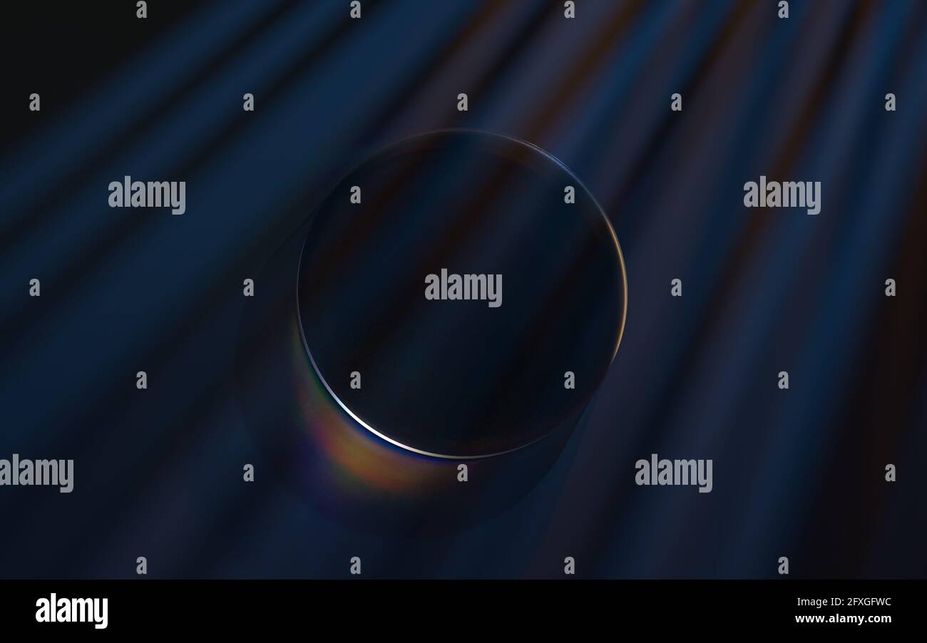 Round glass with light dispersion, 3d rendering. Computer digital ...