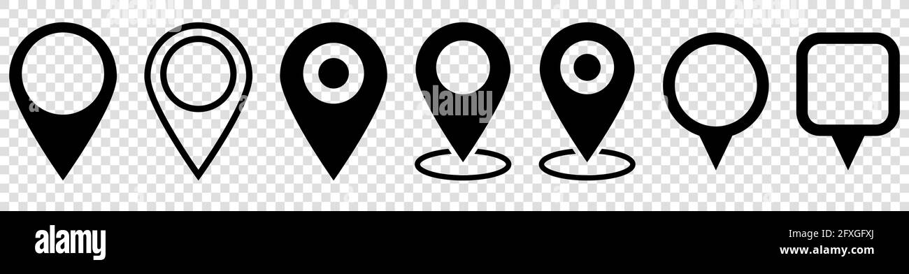 Set of map pin icons. Modern map markers. location pin sign. Vector icon isolated on transparent ...