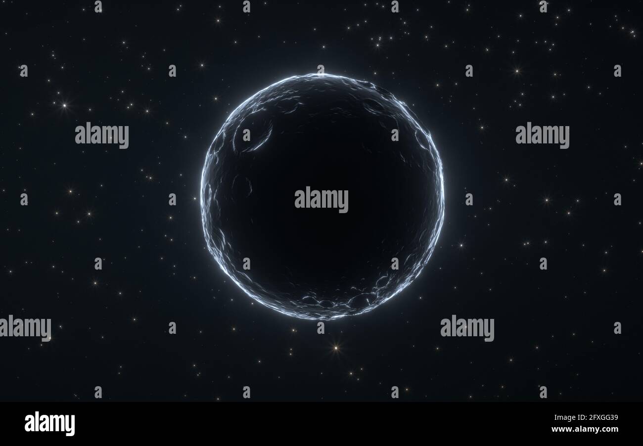 Whole planet with black background, 3d rendering. Computer digital ...