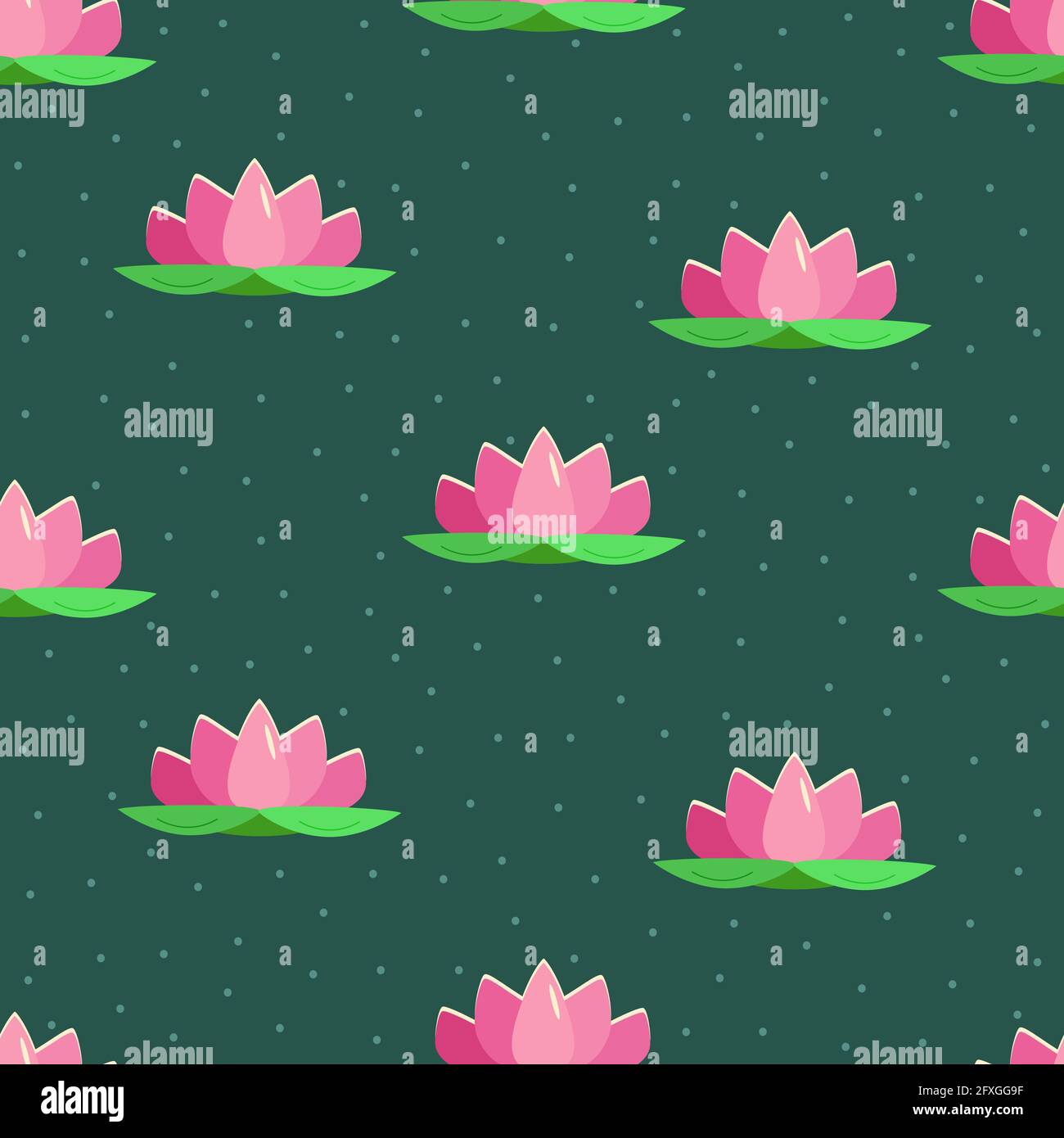 Seamless pattern lotus lily flower. Vector illustration of a beautiful ...