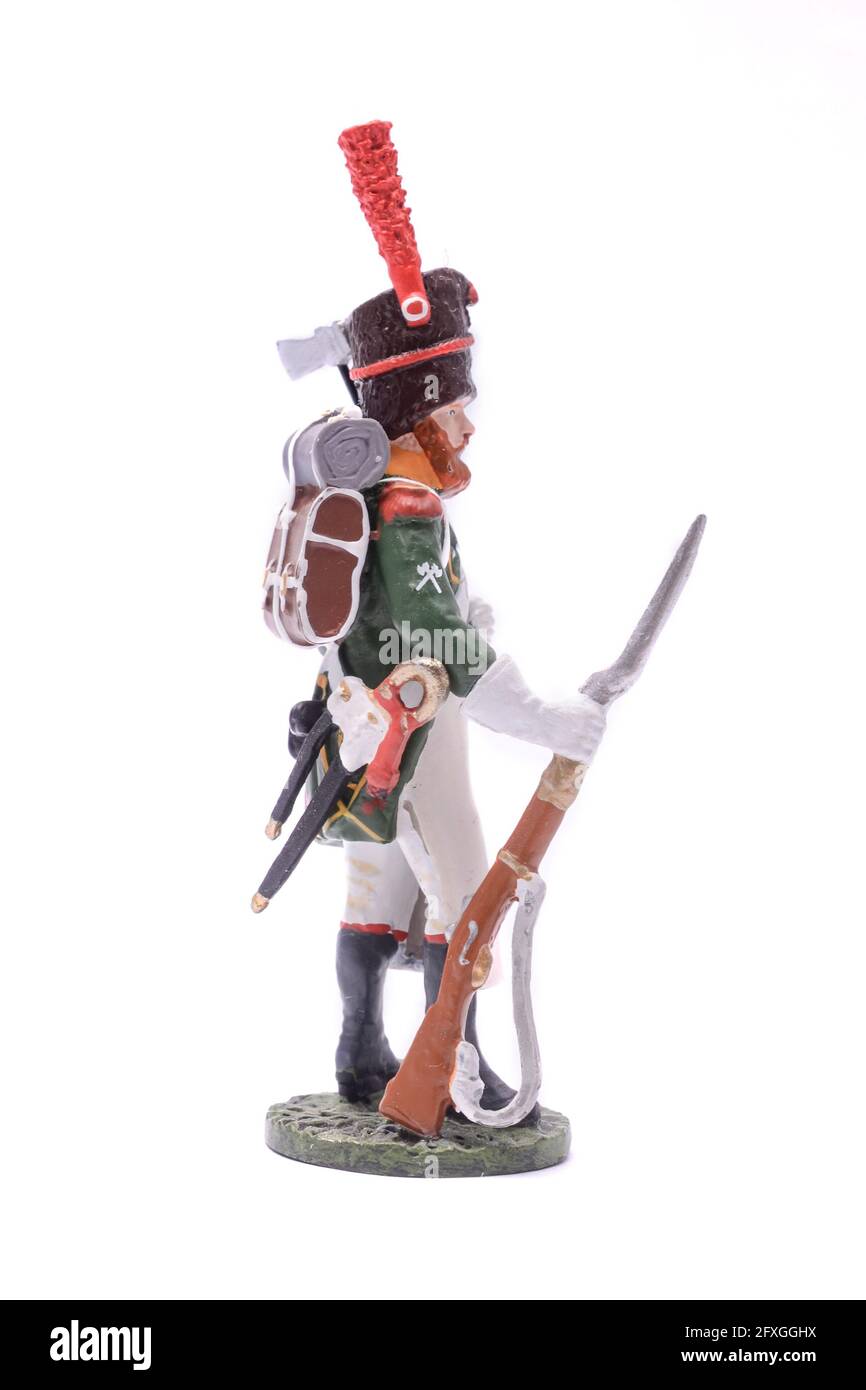 tin soldier Sapper Irish Legion 1809 Isolated on white Stock Photo - Alamy