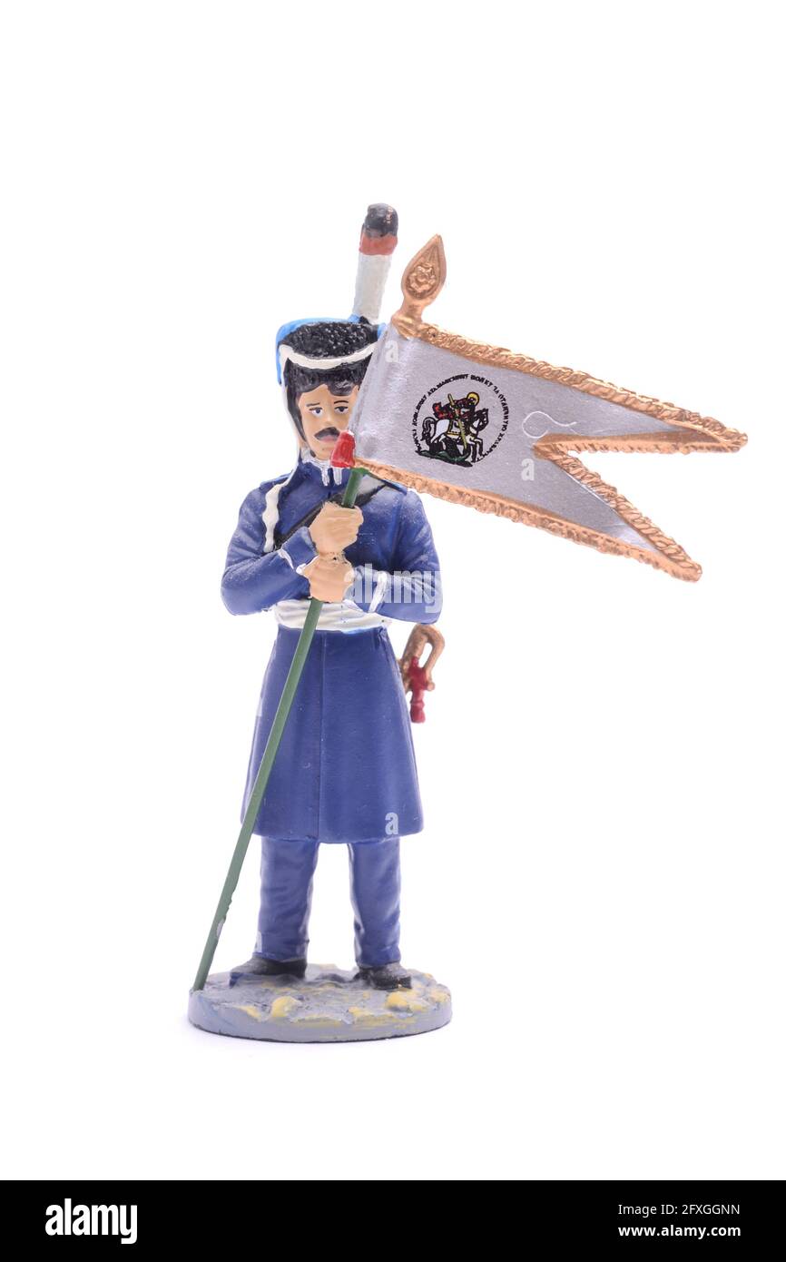 tin soldier sergeant Ataman Cossack regiment, 1814 Isolated on white ...