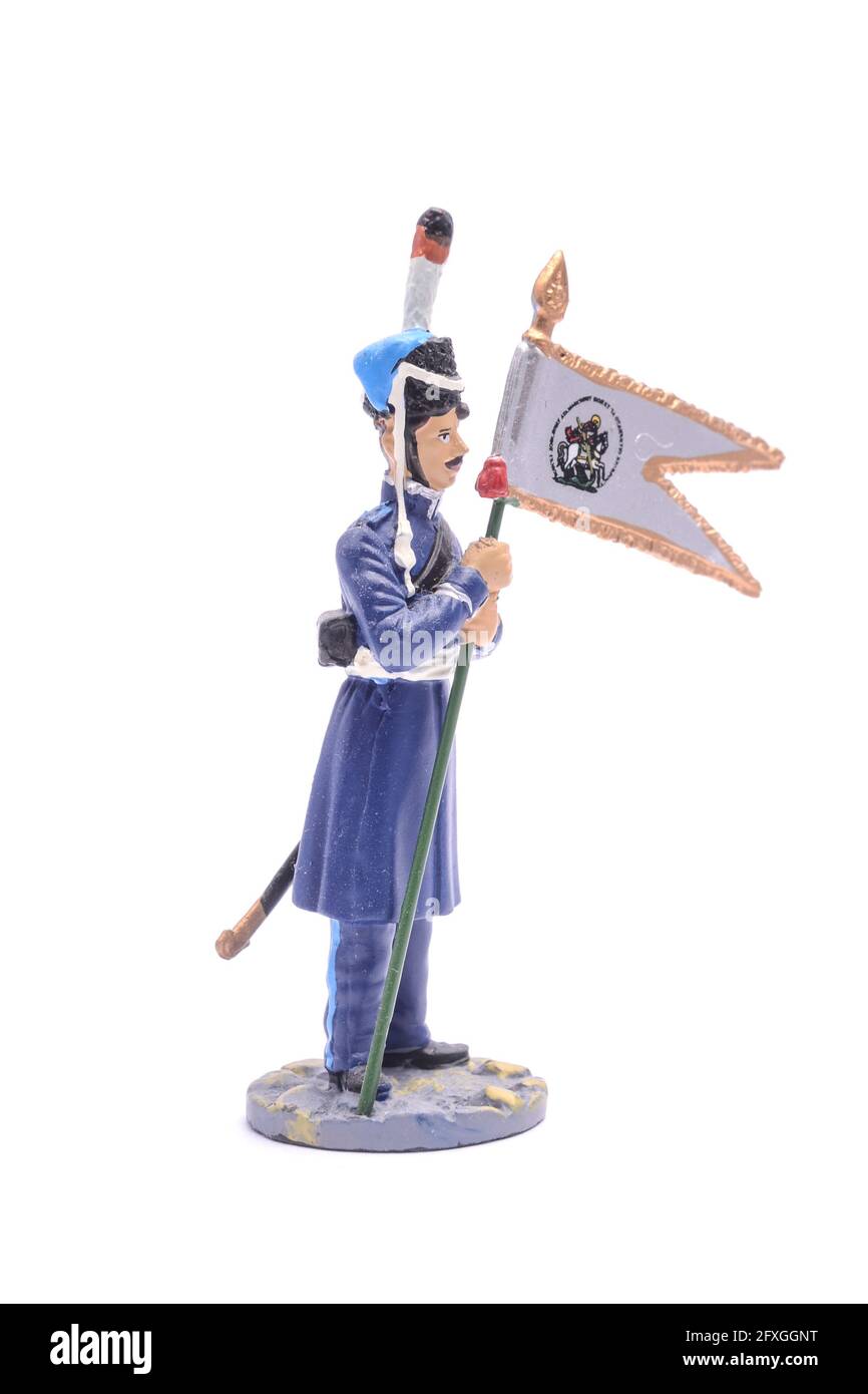 tin soldier sergeant Ataman Cossack regiment, 1814 Isolated on white ...
