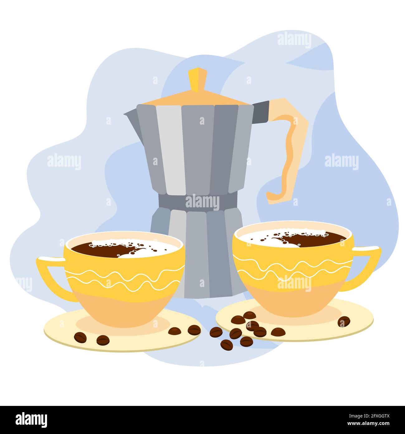 Morning coffee two cups Stock Vector Images - Alamy