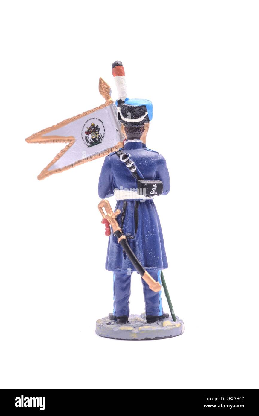 tin soldier sergeant Ataman Cossack regiment, 1814 Isolated on white ...