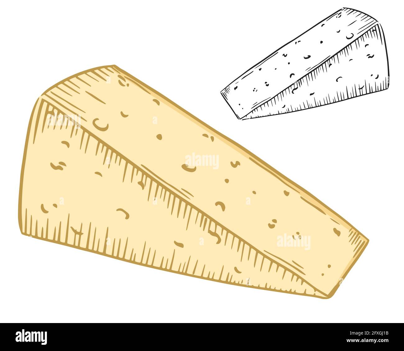 Piece of cheese triangular shape, vector. Part of a hard cheese head ...