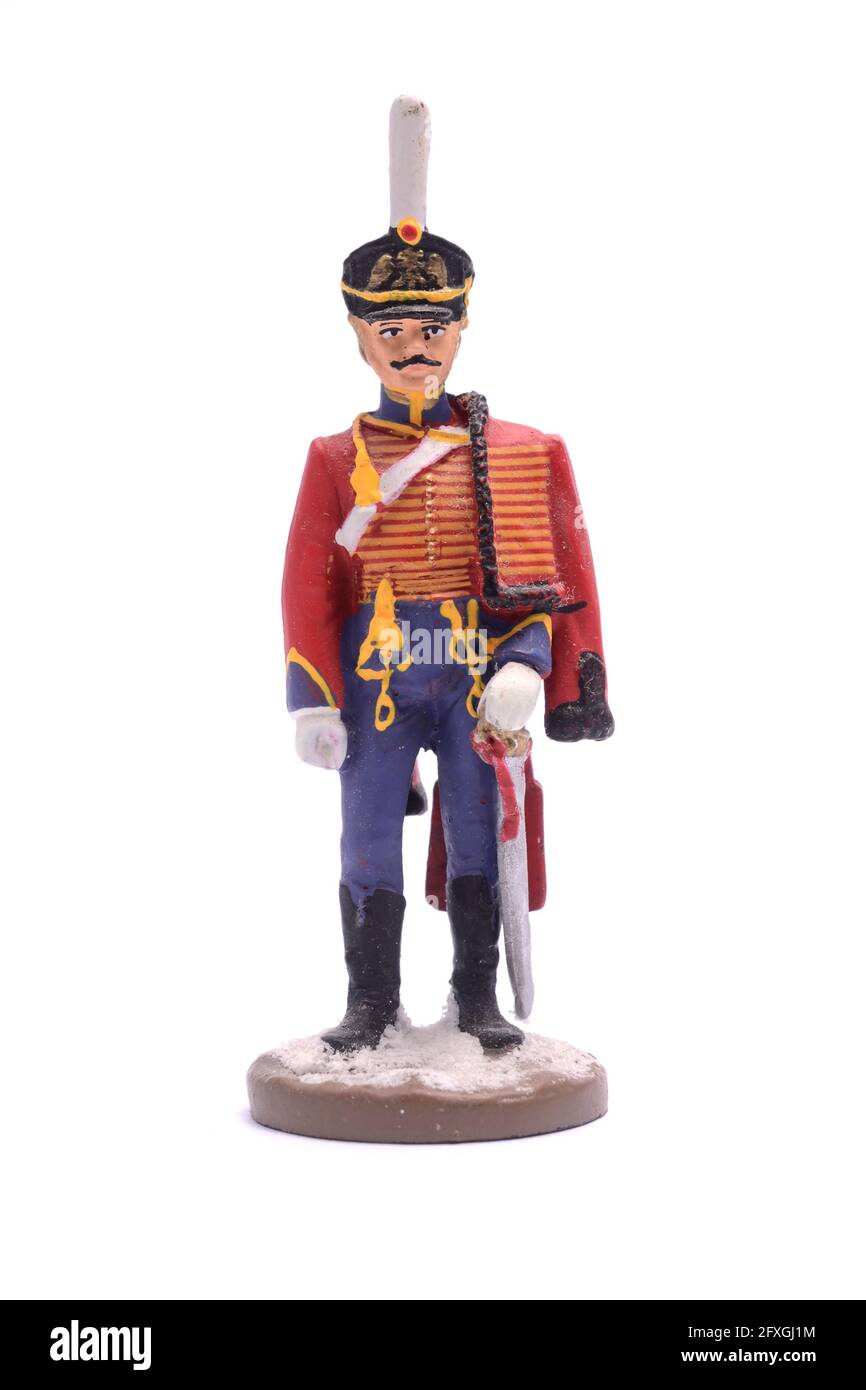 tin soldier Hussar Life Guard Hussar Regiment, 1812 Isolated on white ...