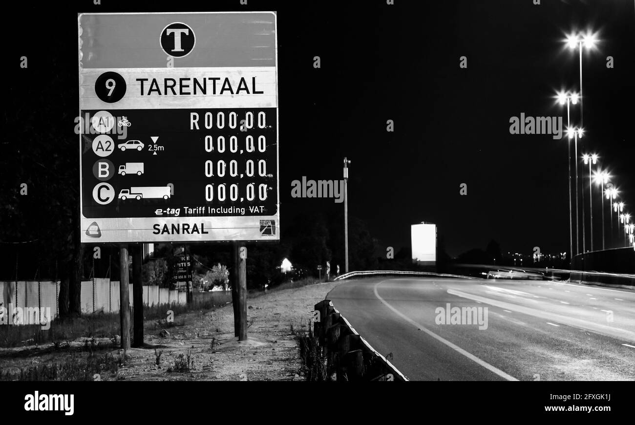 Road signs motorway junction sign Black and White Stock Photos & Images ...