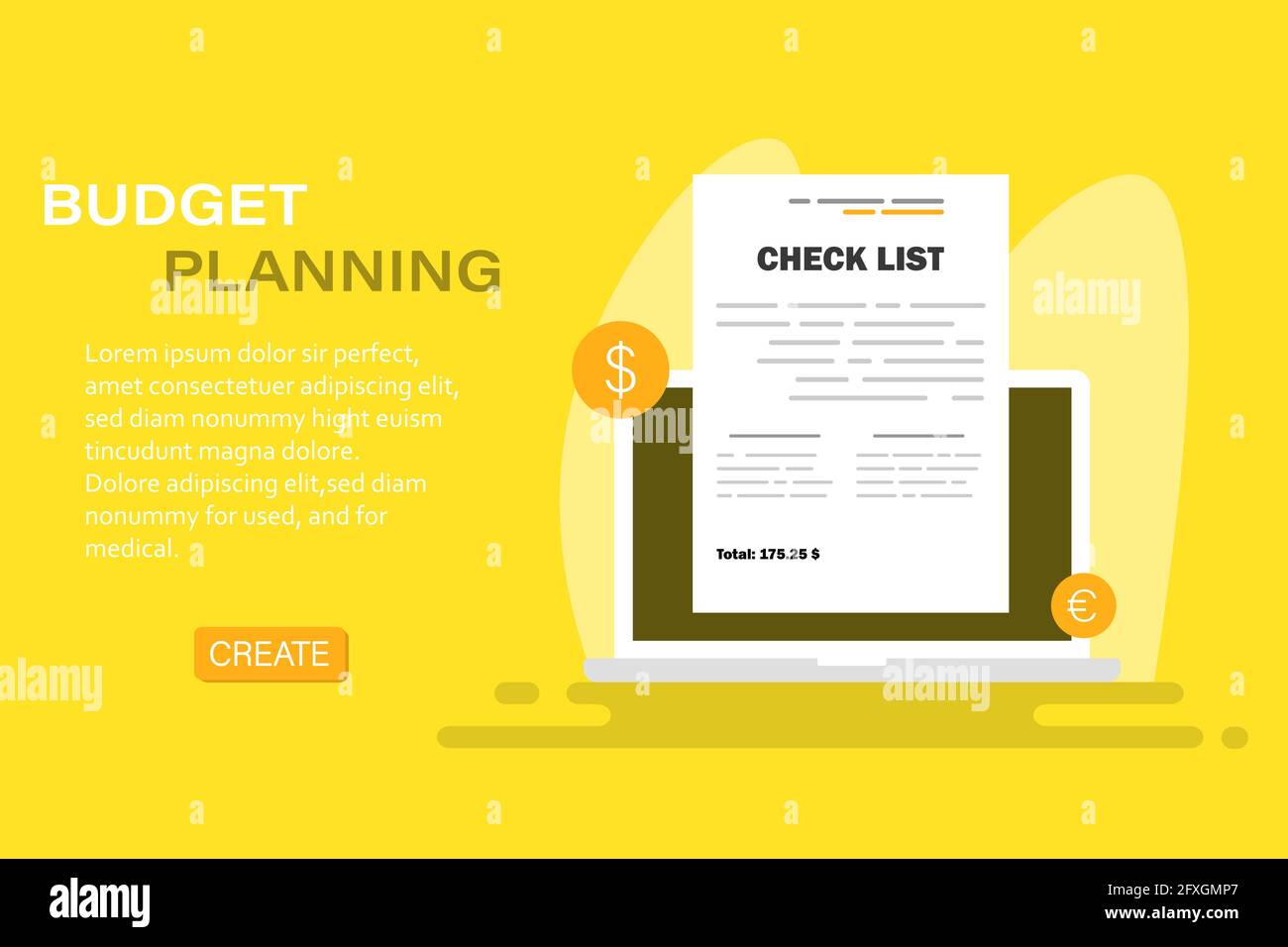 Budget planning concept on web banner. Layout page for you site, blog ...