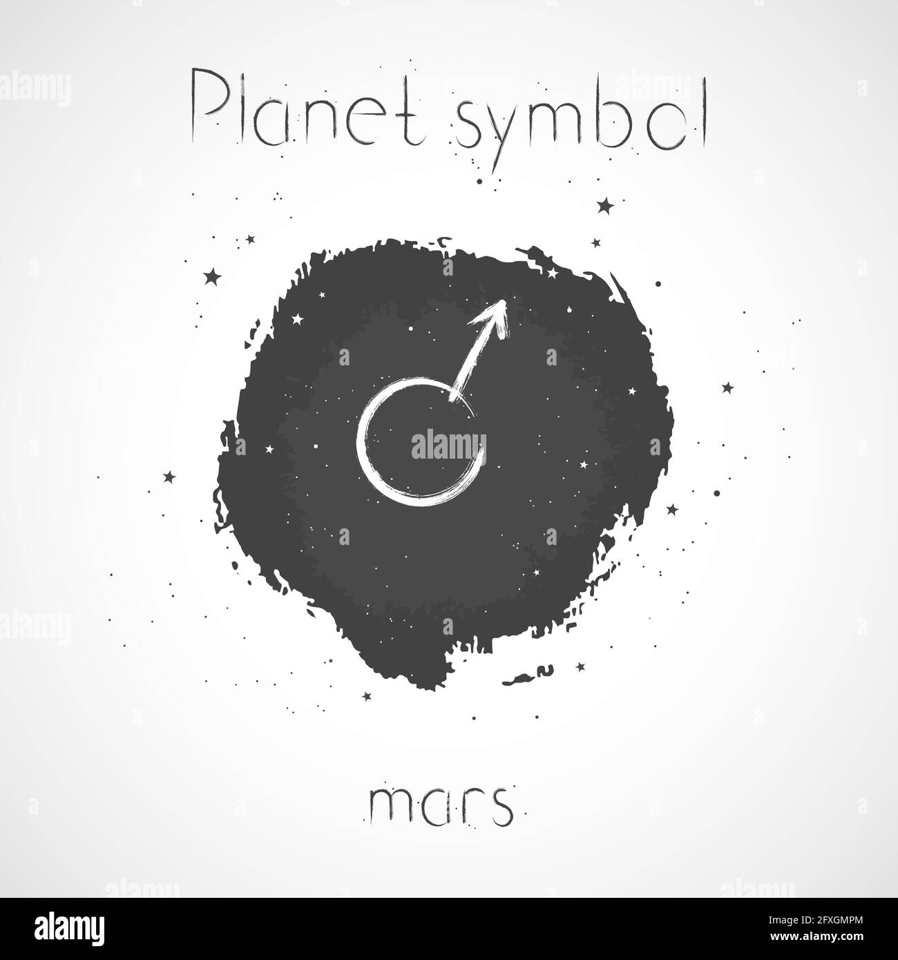 Vector illustration with Hand drawn astrological planet symbol MARS on ...