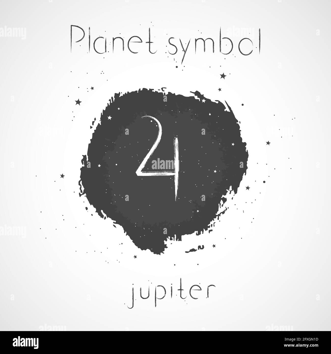 Vector illustration with Hand drawn astrological planet symbol JUPITER ...