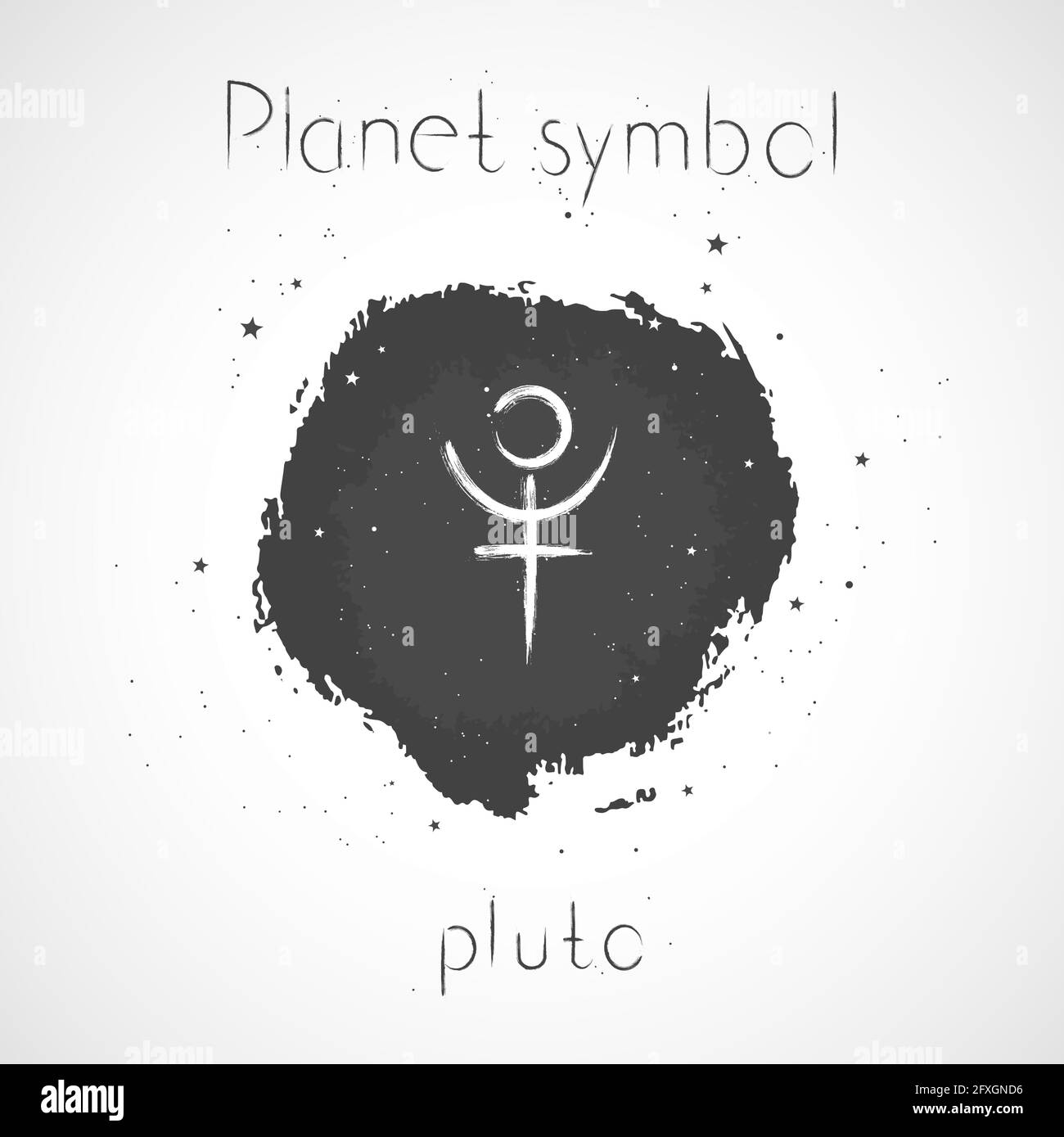 Vector illustration with Hand drawn astrological planet symbol PLUTO on ...