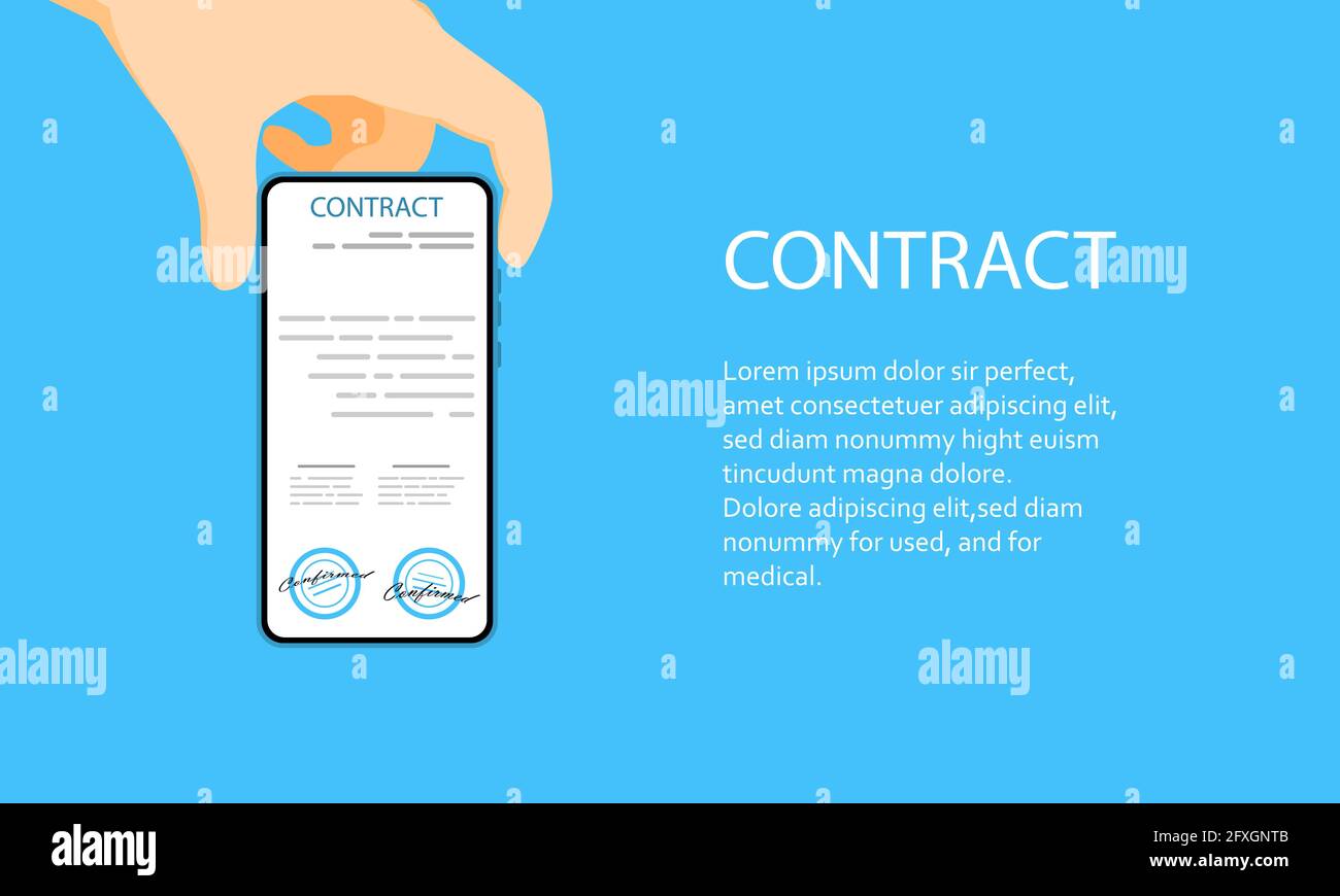 Electronic contract or digital signature concept in vector illustration ...