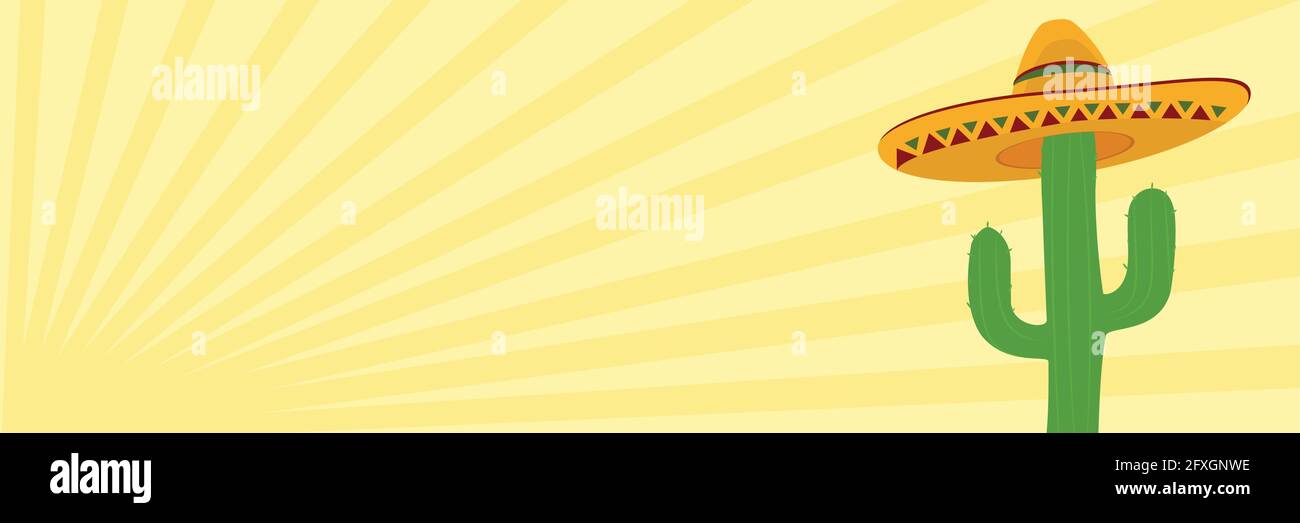 Cactus in desert. Sunrise sunset scene. Banner template design Stock ...