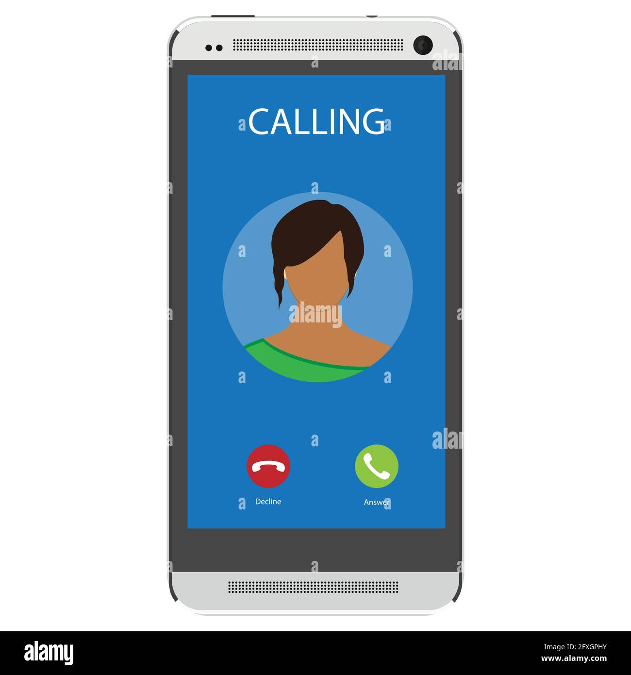 Incoming call on smartphone screen. Flat design vector illustration ...