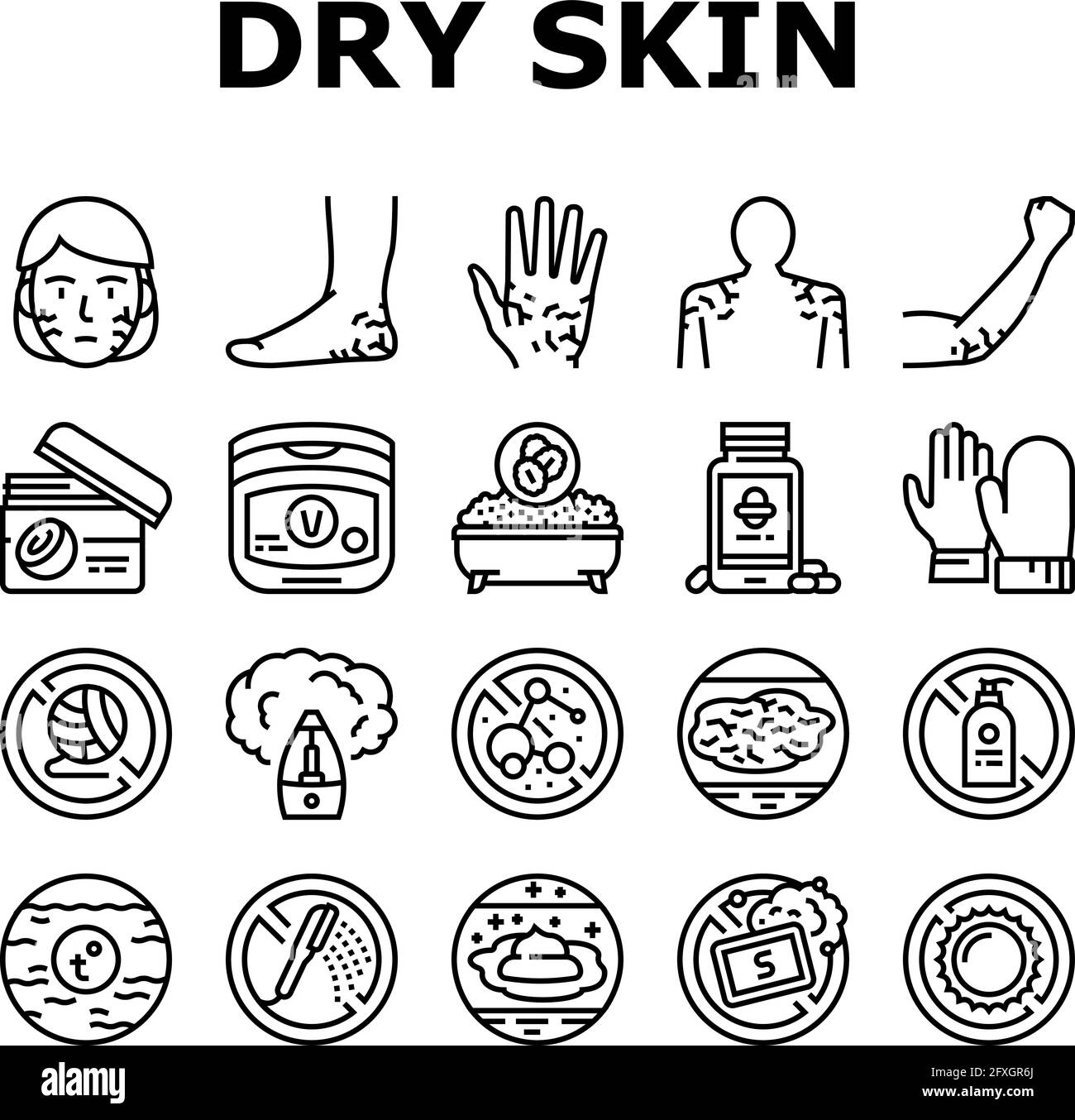 Dry Skin Treatment Collection Icons Set Vector Stock Vector Image & Art ...
