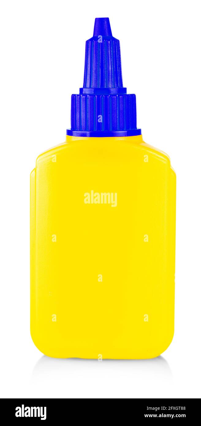 Yellow tube of glue isolated on white background Stock Photo - Alamy