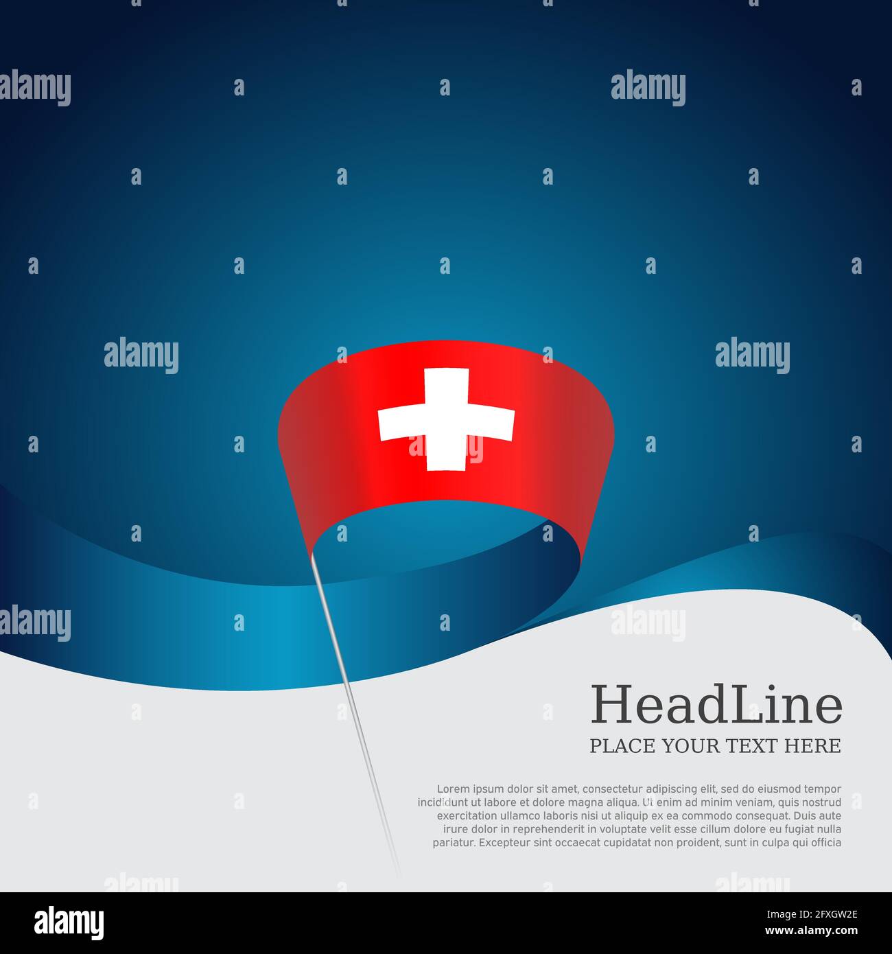 Switzerland flag on a blue white background. Vector banner design ...