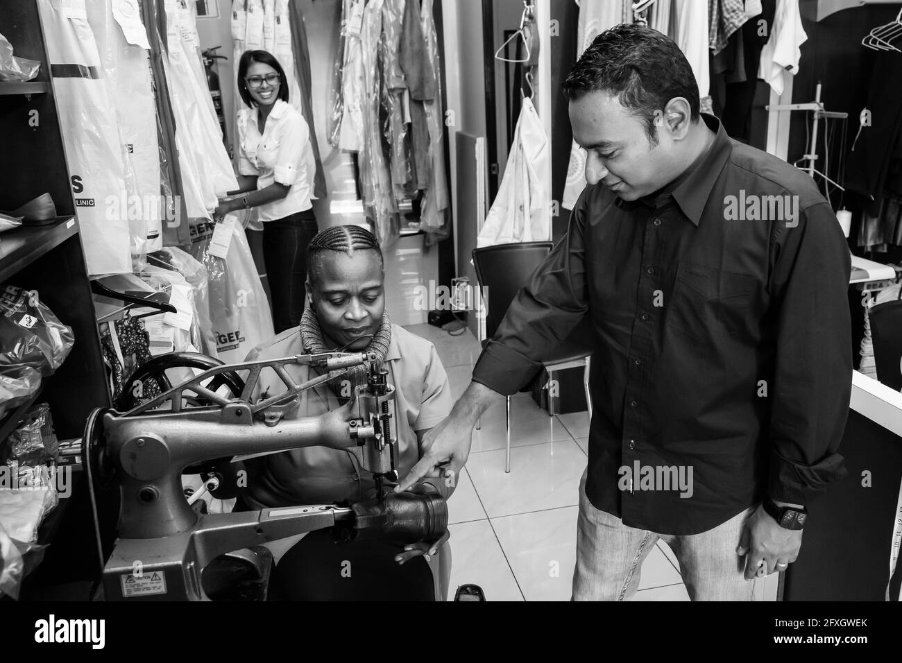 Inside dry cleaners Black and White Stock Photos & Images - Alamy