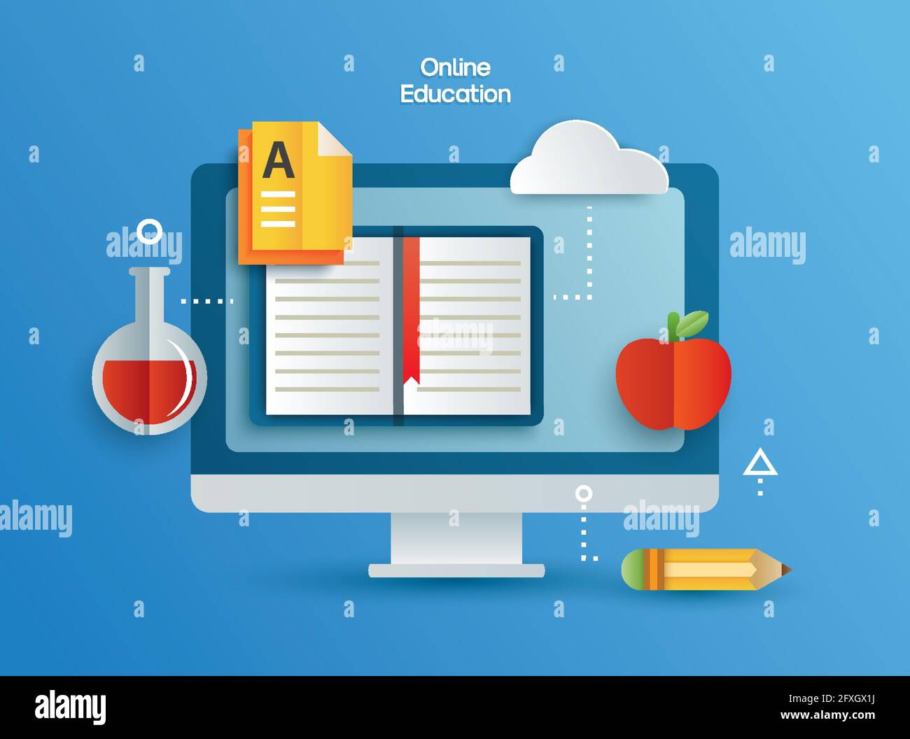 Online education learning on computer. Learning at home with social ...