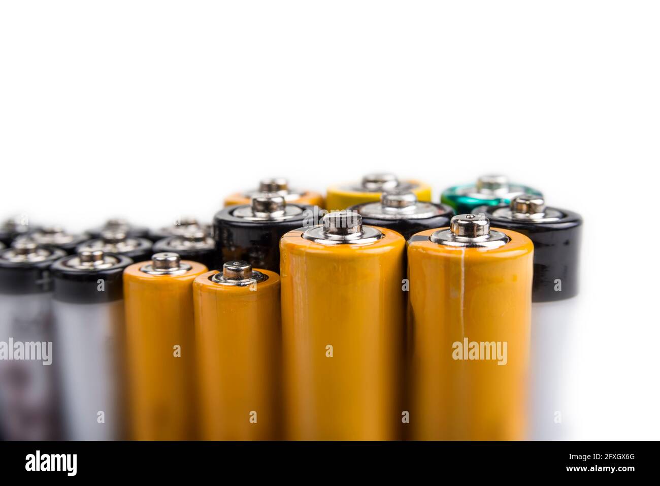 AA and AAA batteries on a white background Stock Photo - Alamy