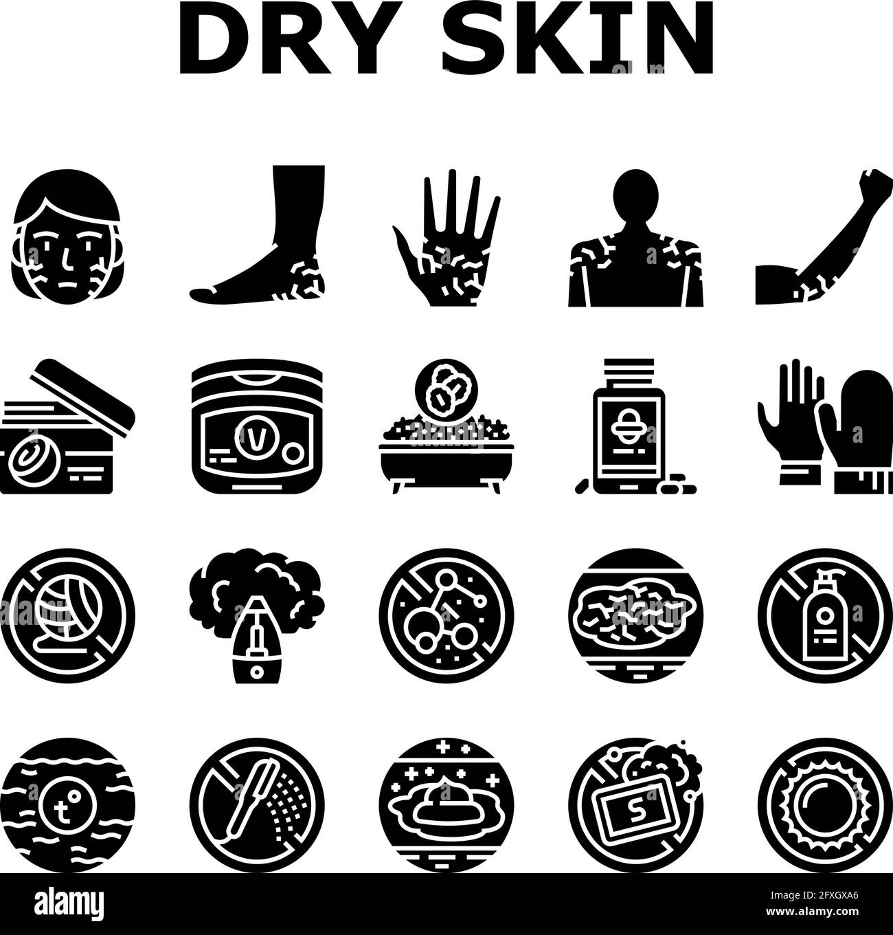 Dry Skin Treatment Collection Icons Set Vector Stock Vector Image & Art ...