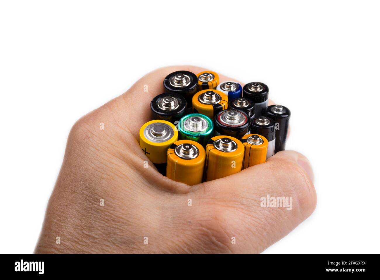AA and AAA batteries on a white background Stock Photo - Alamy