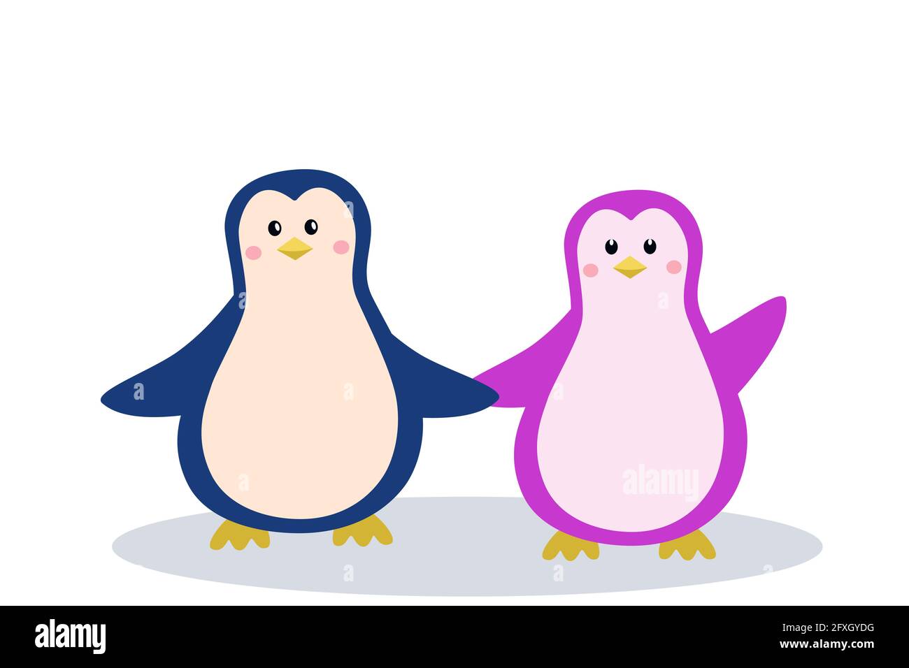 Two Penguins Holding Hands Clipart