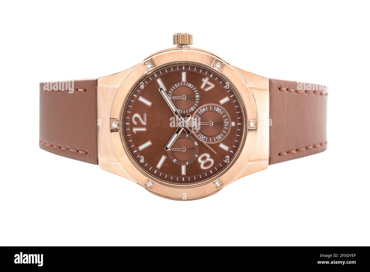 Brown men's wristwatch Stock Photo - Alamy