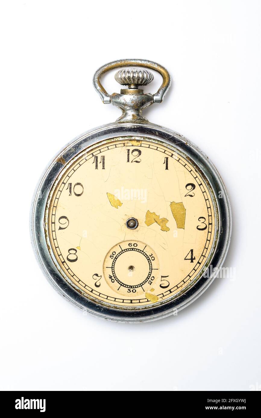 Retro pocket watch on a white background Stock Photo - Alamy