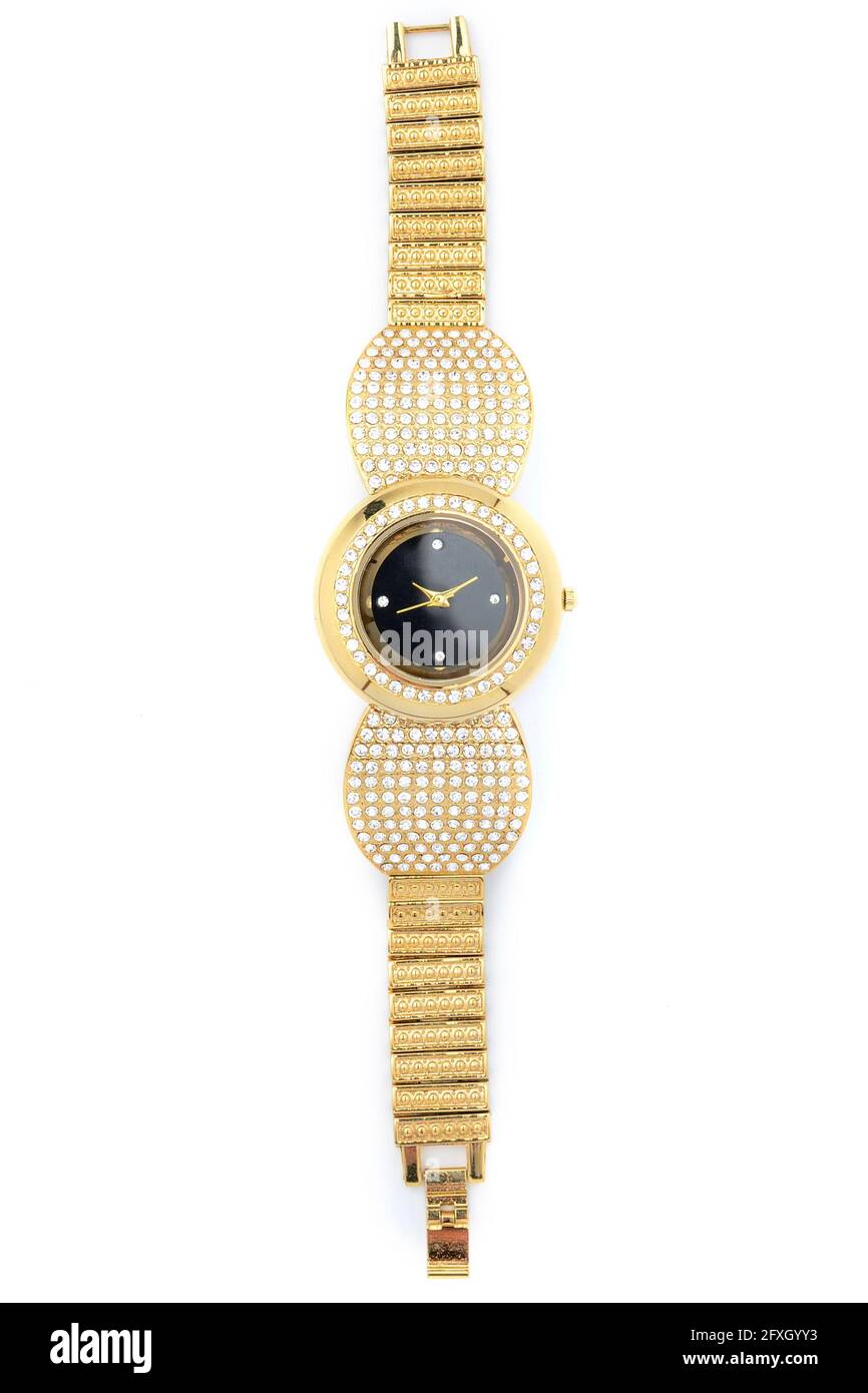 gold wristwatch inlaid with diamonds Stock Photo - Alamy