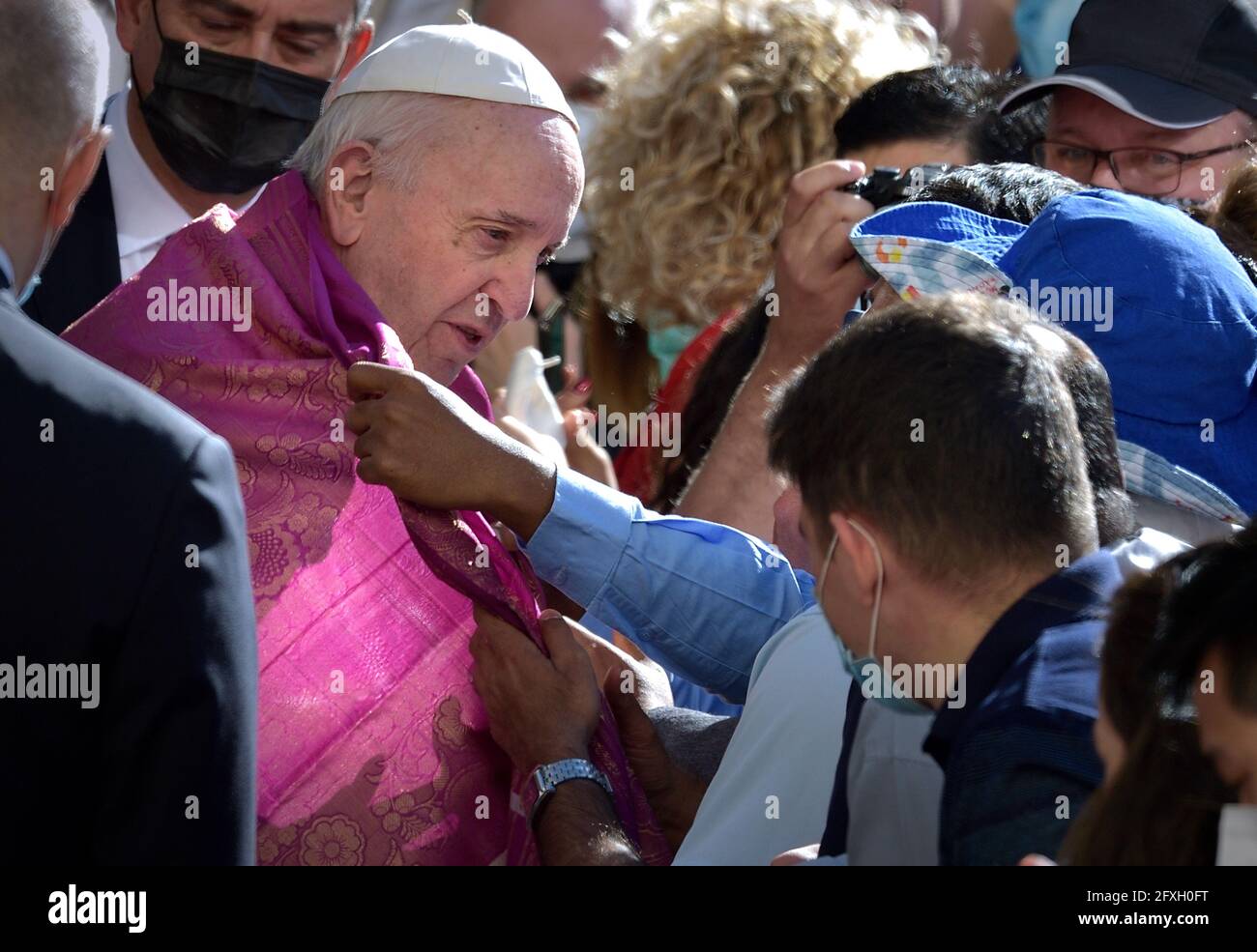 Pope Francis during the General audience in the Saint Damaso courtyard ...